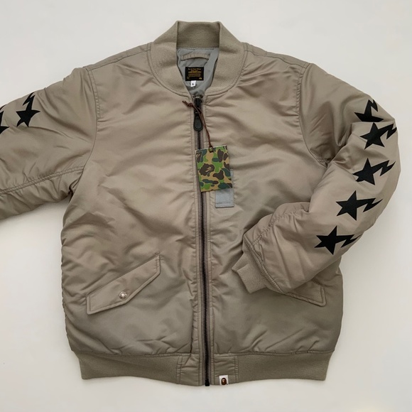 Bape | Jackets & Coats | Bape Bapesta Bomber Jacket Grey | Poshmark